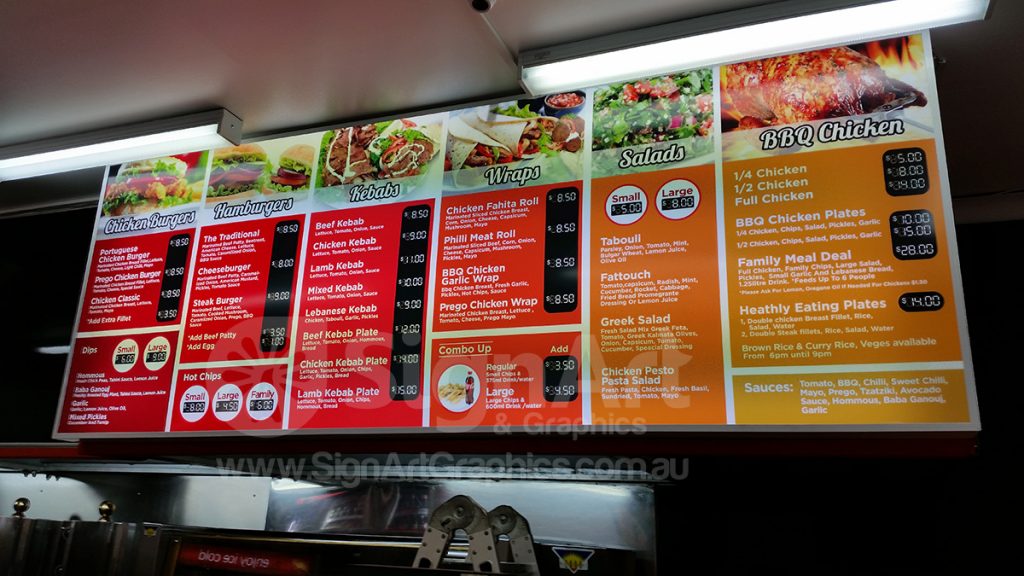 Menu boards – Sign Art & Graphics – Sign writers Sydney, Large format ...
